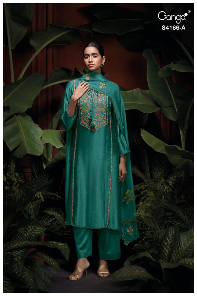 GANGA OVIRA S4166 PREMIUM PURE BEMBERG RUSSIAN SILK SUIT – ASHOK LAL & SONS