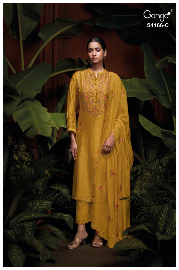 GANGA OVIRA S4166 PREMIUM PURE BEMBERG RUSSIAN SILK SUIT – ASHOK LAL & SONS